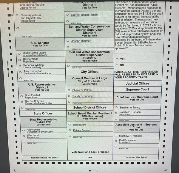 Sample Ballots from MNSOS Include Timing Marks and Lack "SAMPLE"